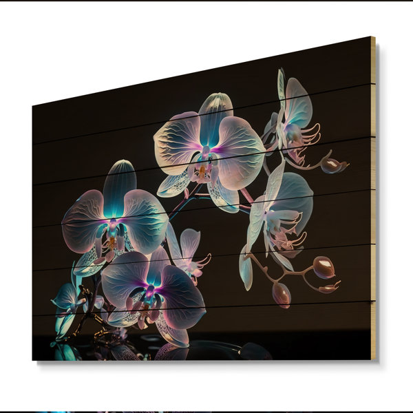 Red Barrel Studio® Orchidée en fleurs en mauve fluorescent et bleu ...