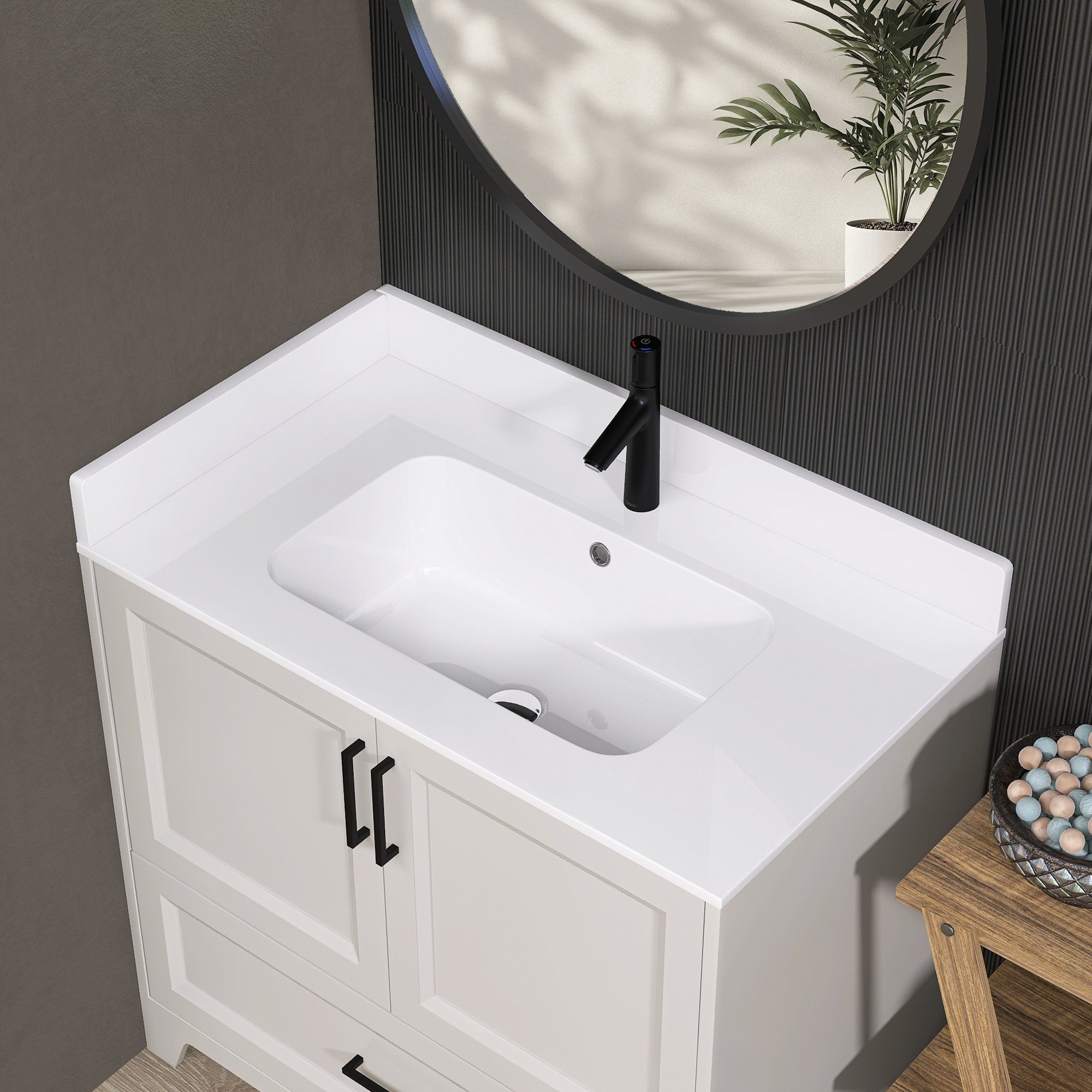 ZEAFIVE Replacement 21 Inch Sidesplash In White Solid Surface | Wayfair