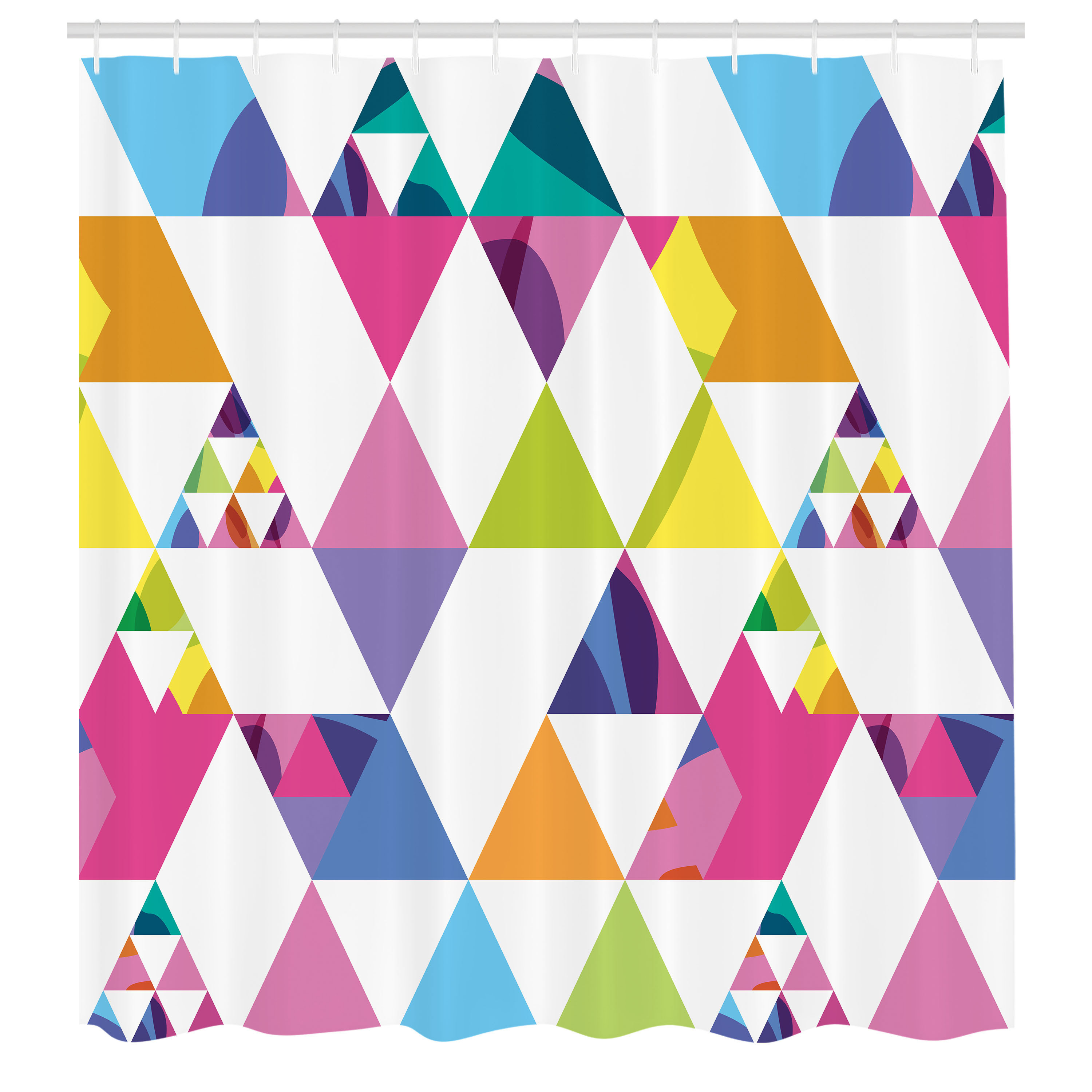 Ivy Bronx Geometric Shower Curtain Rhombus and Triangles Multicolor ...