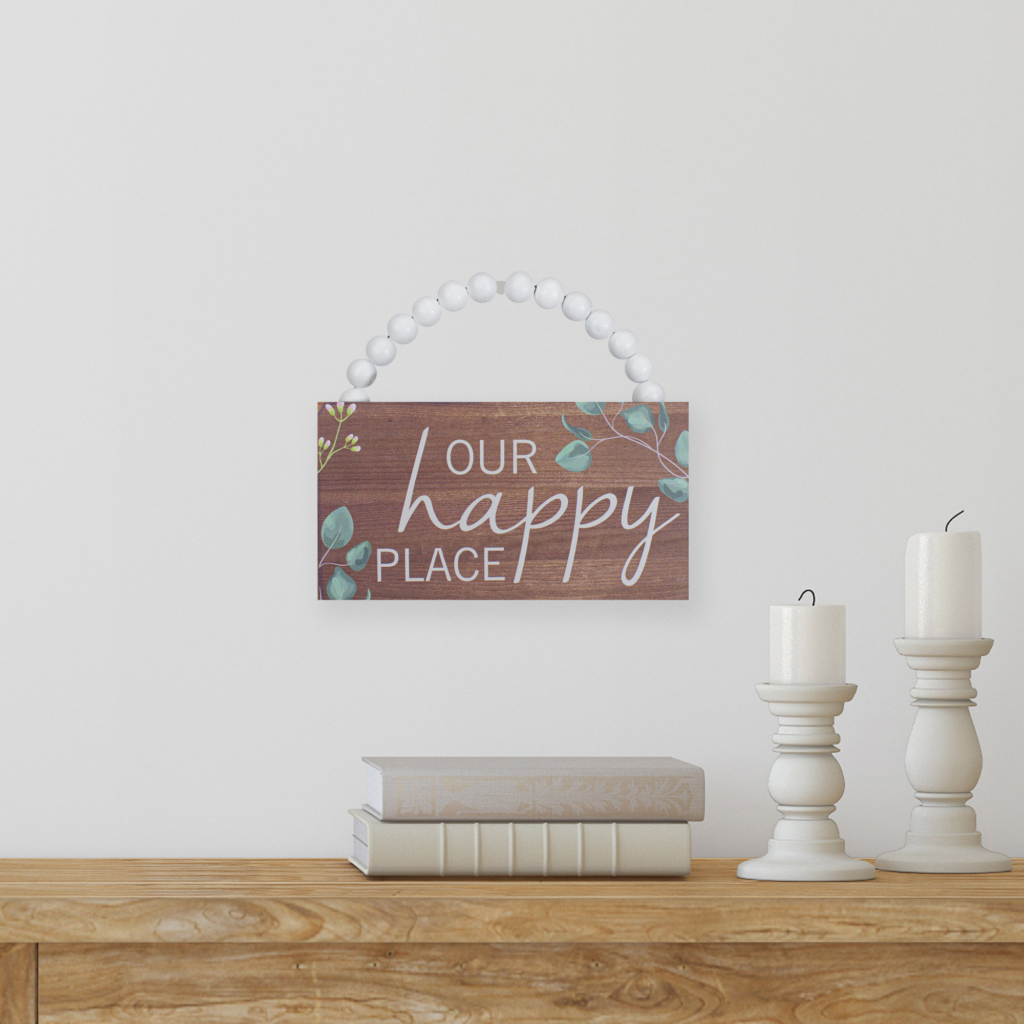 Trinx Beaded Hanger "Our Happy Place" Wall Plaque Art Decor 7.75" | Wayfair