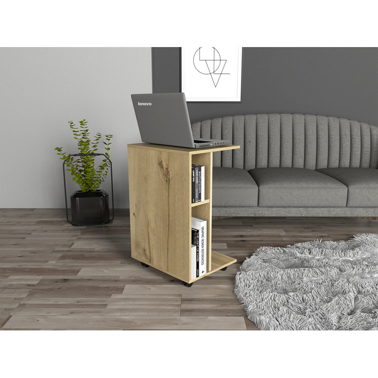 Latitude Run® Bombay Mobile Tray Table with 2 Side Shelves | Wayfair