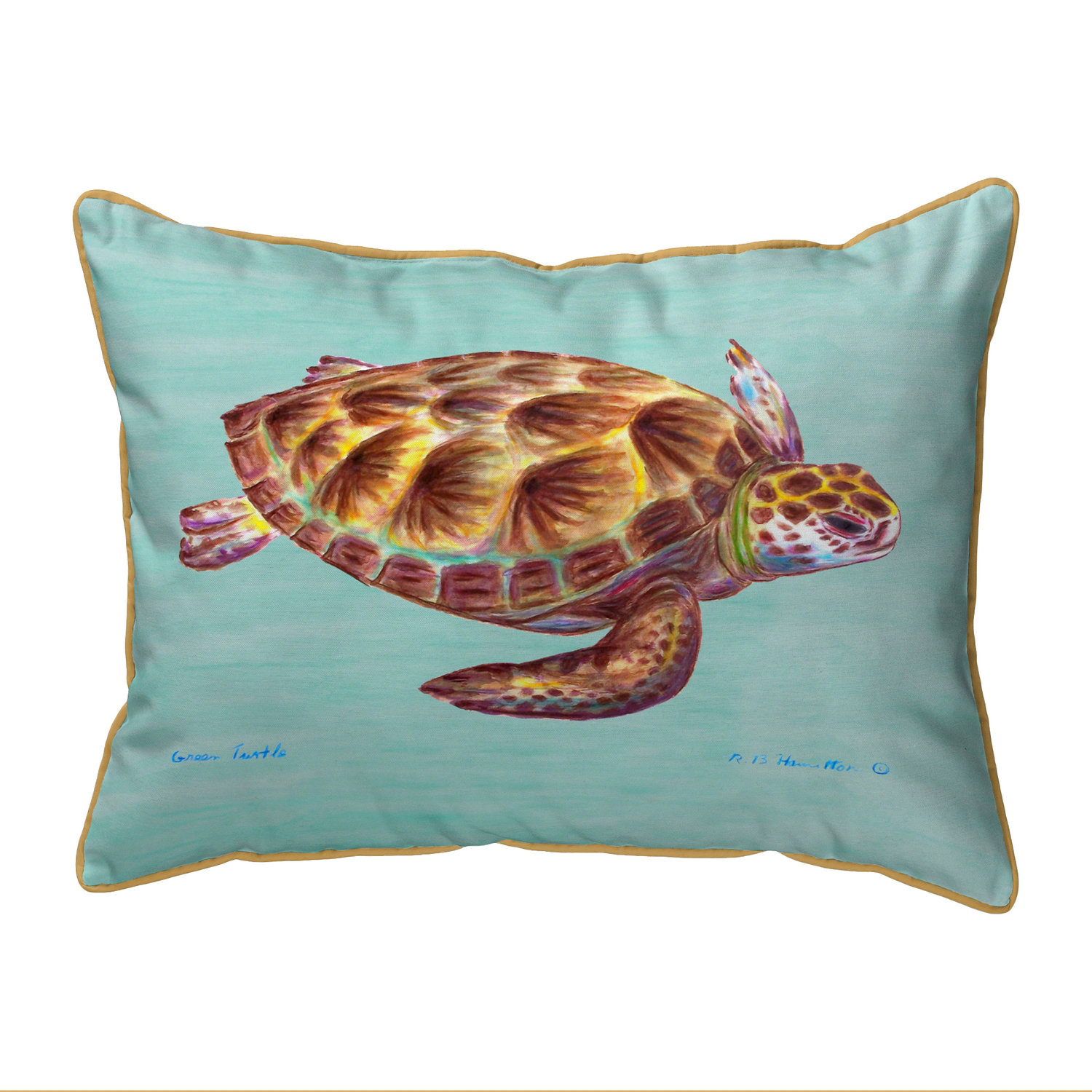 Betsy Drake Interiors Sea Turtle 24" Indoor/Outdoor Lumbar Pillow | Wayfair