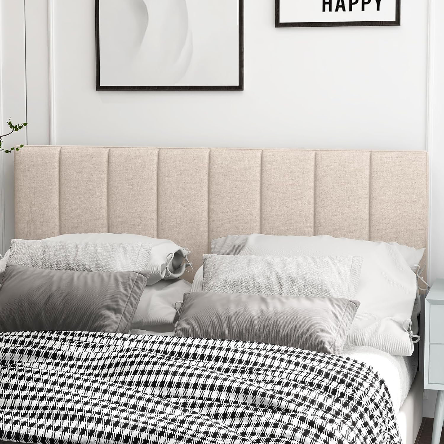 Latitude Run® Linen Upholstered Headboard For Full & Queen Size Bed ...