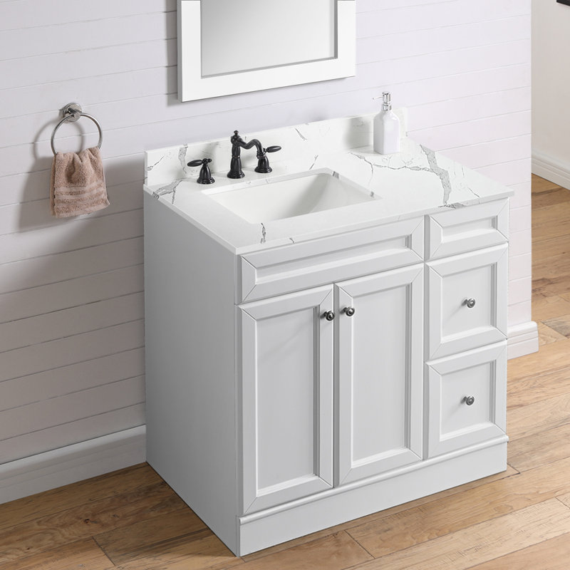Enyibath 36 Inch Bathroom Vanity Top Quartz Stone With Rectangle ...