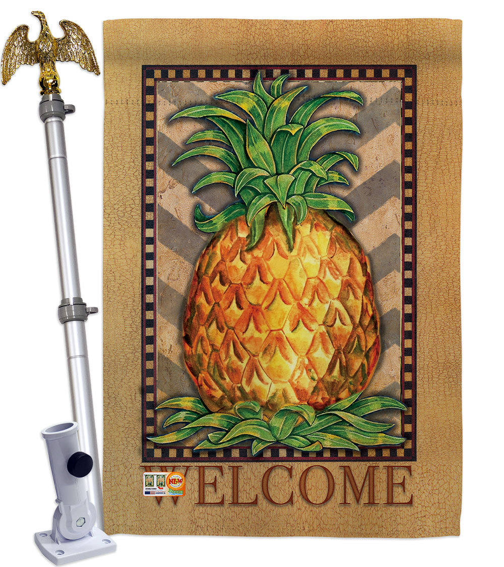 Ornament Collection Welcome Elegant Pineapple House Flag Set Fruits ...