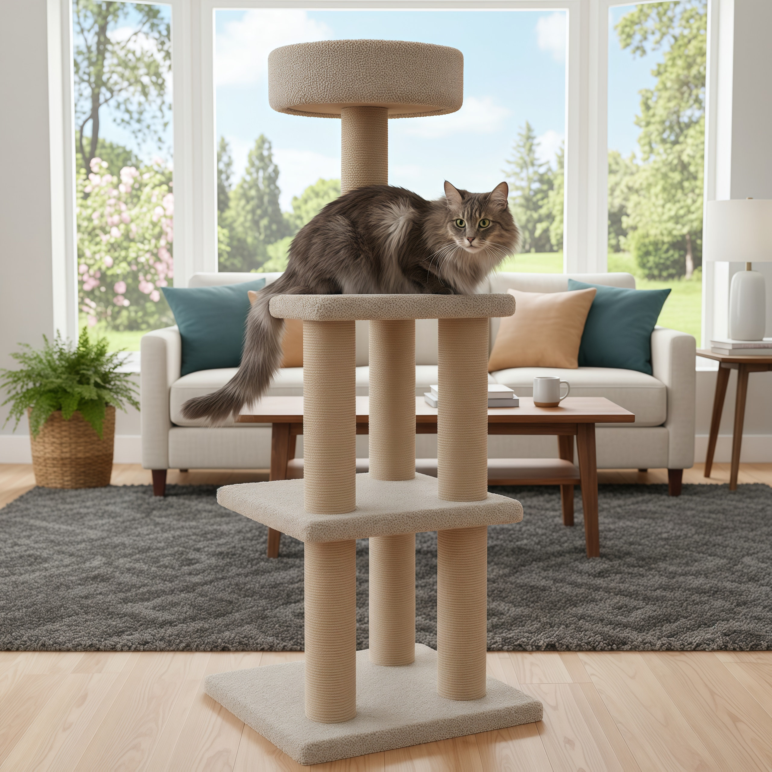 Tucker Murphy Pet™ Beige Large Cat Tree Indoor Multi-Level Climbing ...