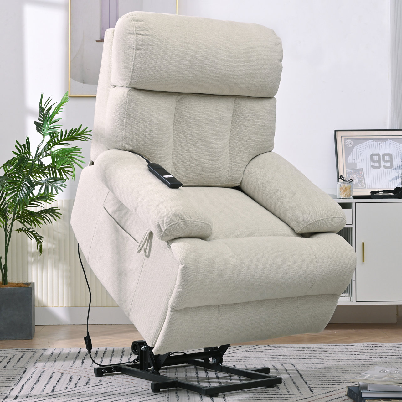 Wildon Home® Larson Oversized Ultra-soft Velvet Power Lift Recliner ...