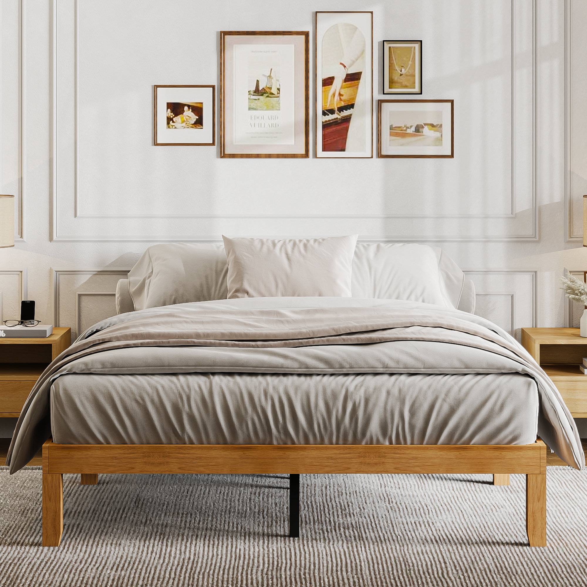 Charlton Home Solid Wood Platform Bed Frame With Quiet Slats ...