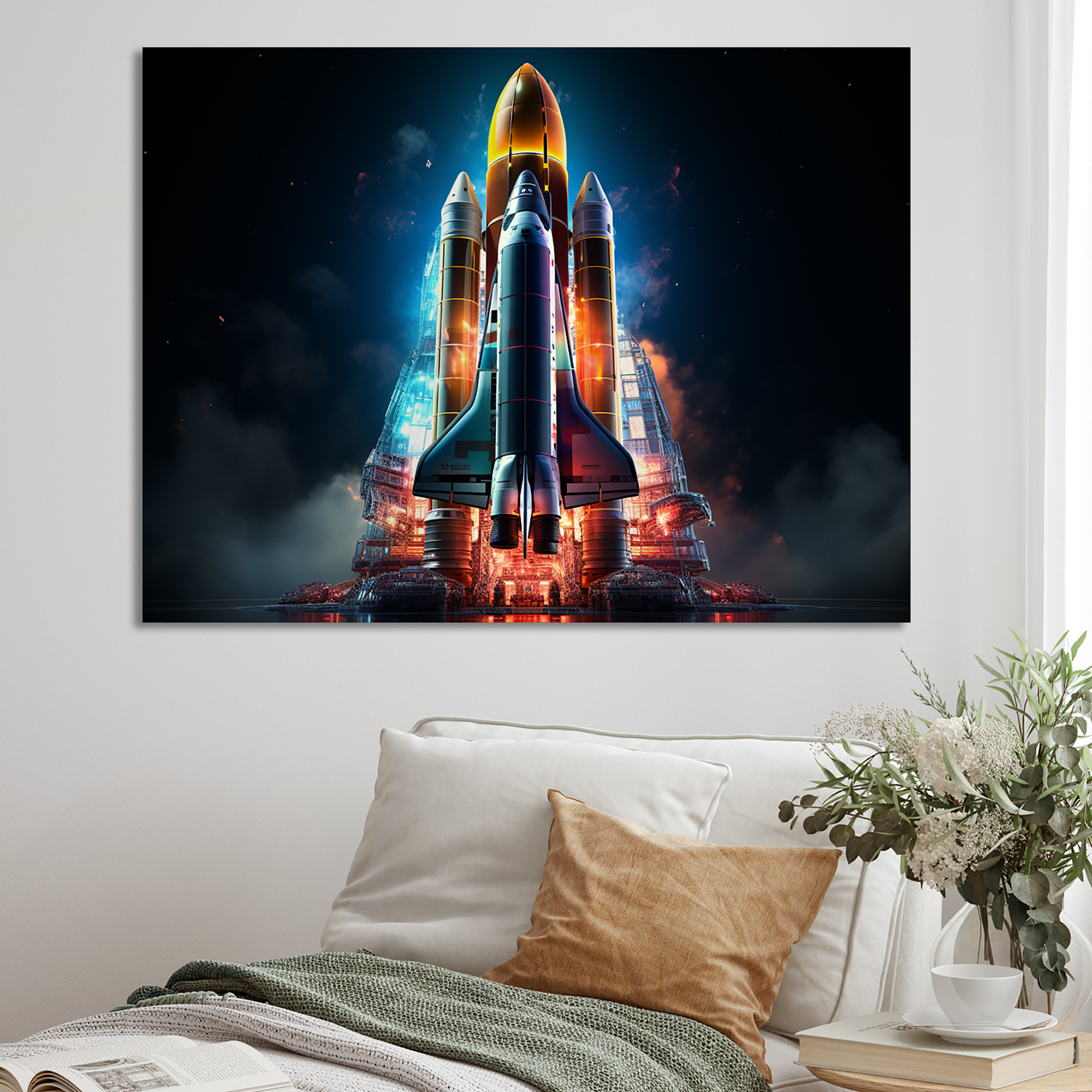 Design Art Blastoff Space Shuttle Launch III On Canvas Print | Wayfair
