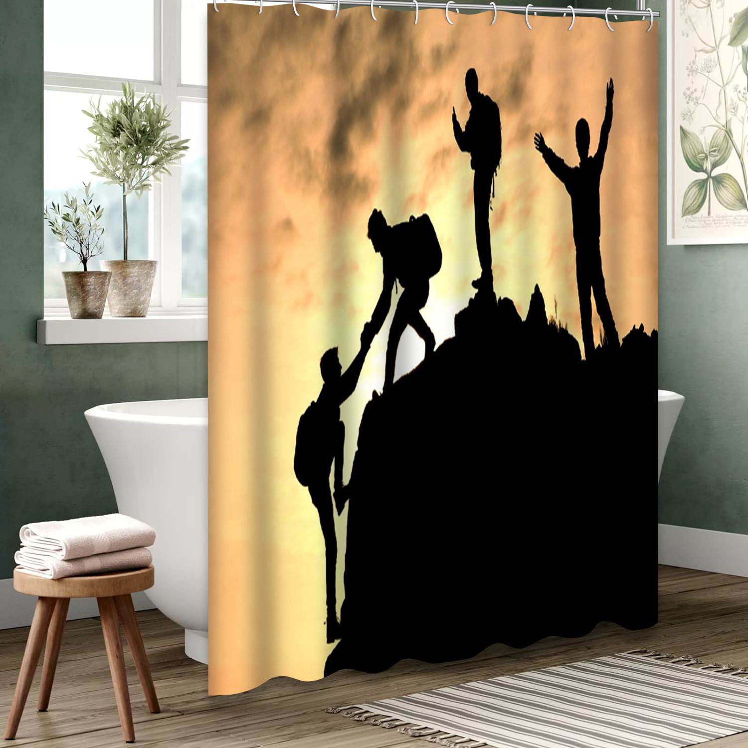 East Urban Home Black Sky Waterproof Shower Curtain,Team Success Climb ...