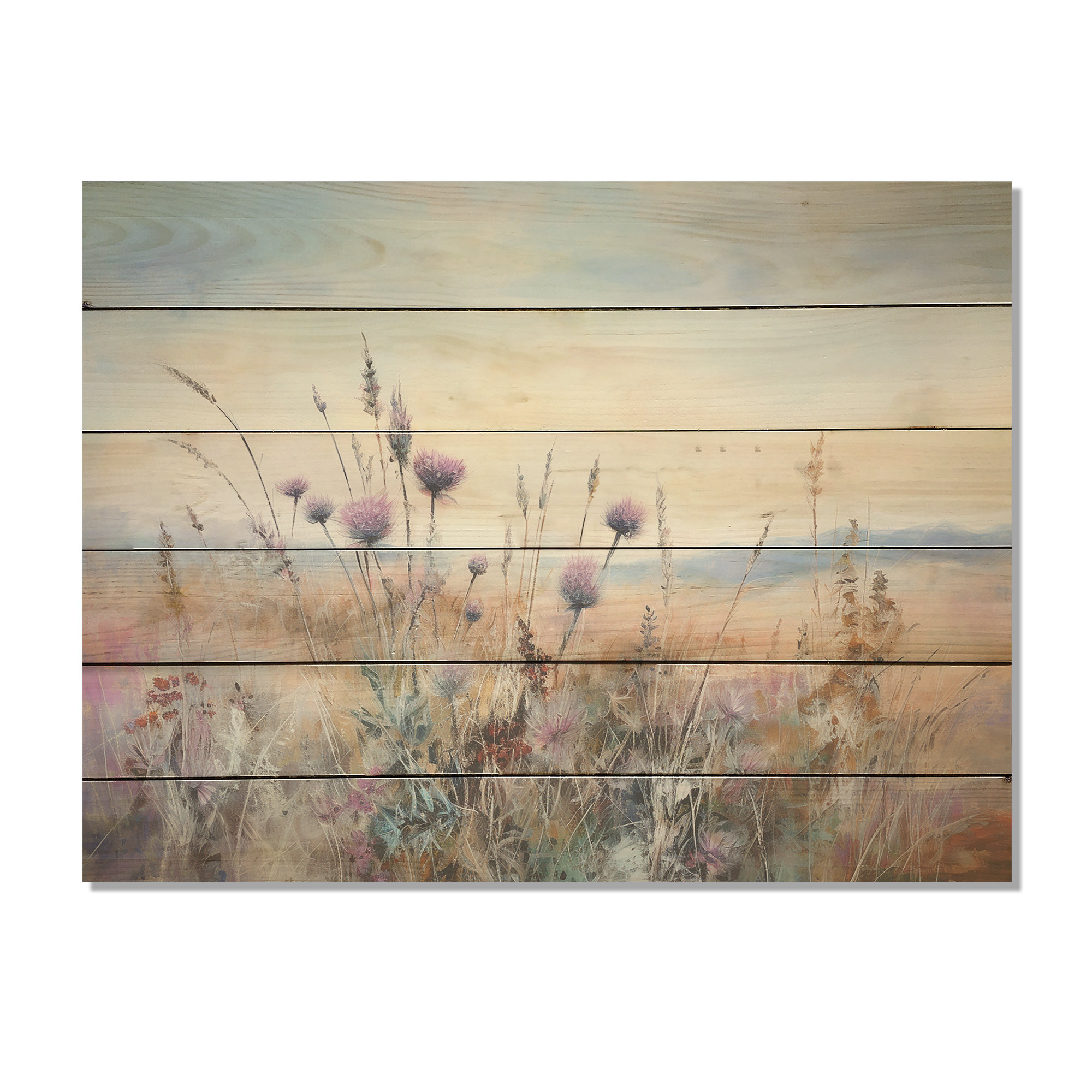 Lark Manor™ Purple Thistle Field Farmhouse Charm - Thistle Wood Wall ...