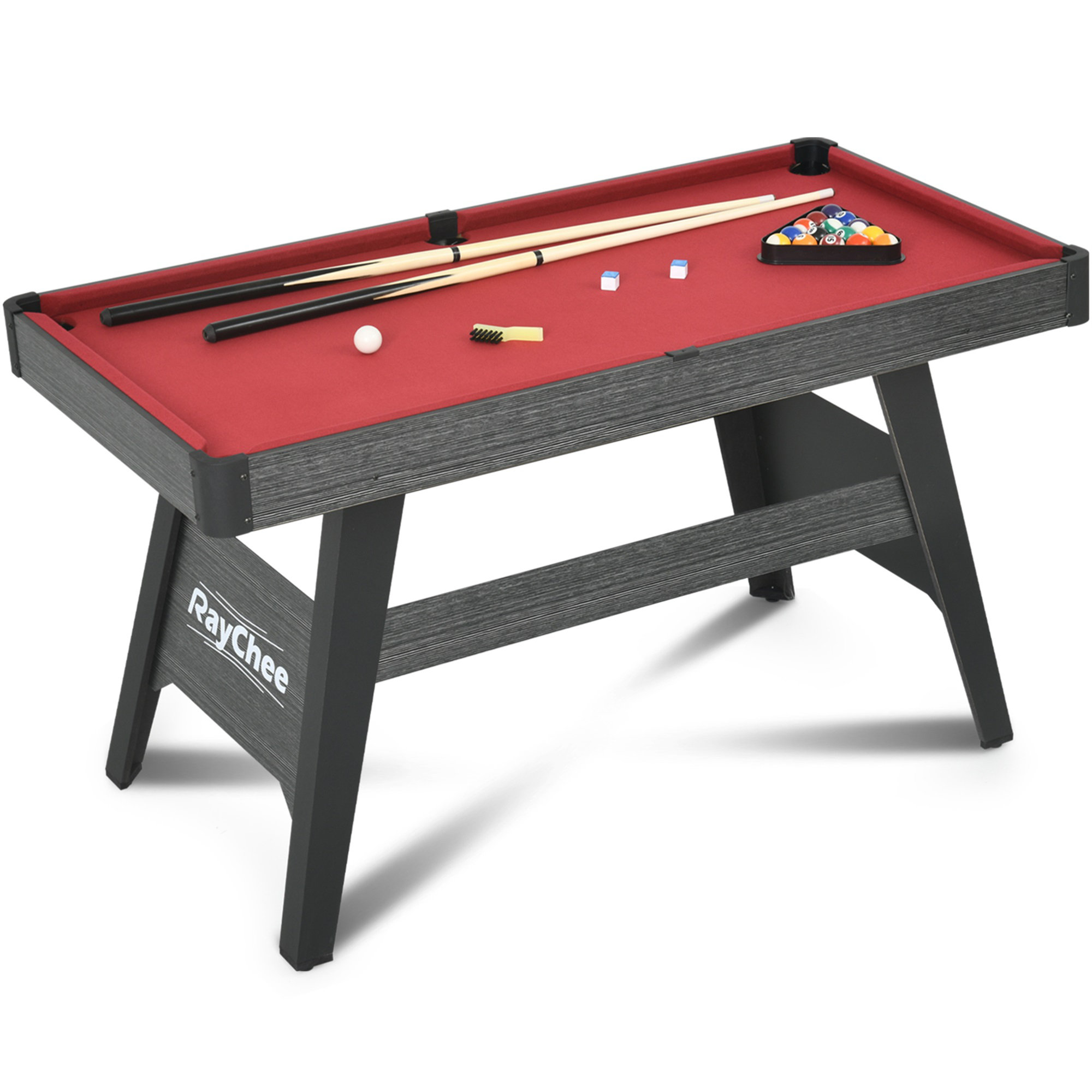 RayChee 54" Portable Pool Table Billiards Table with Leg Levelers, 2 ...