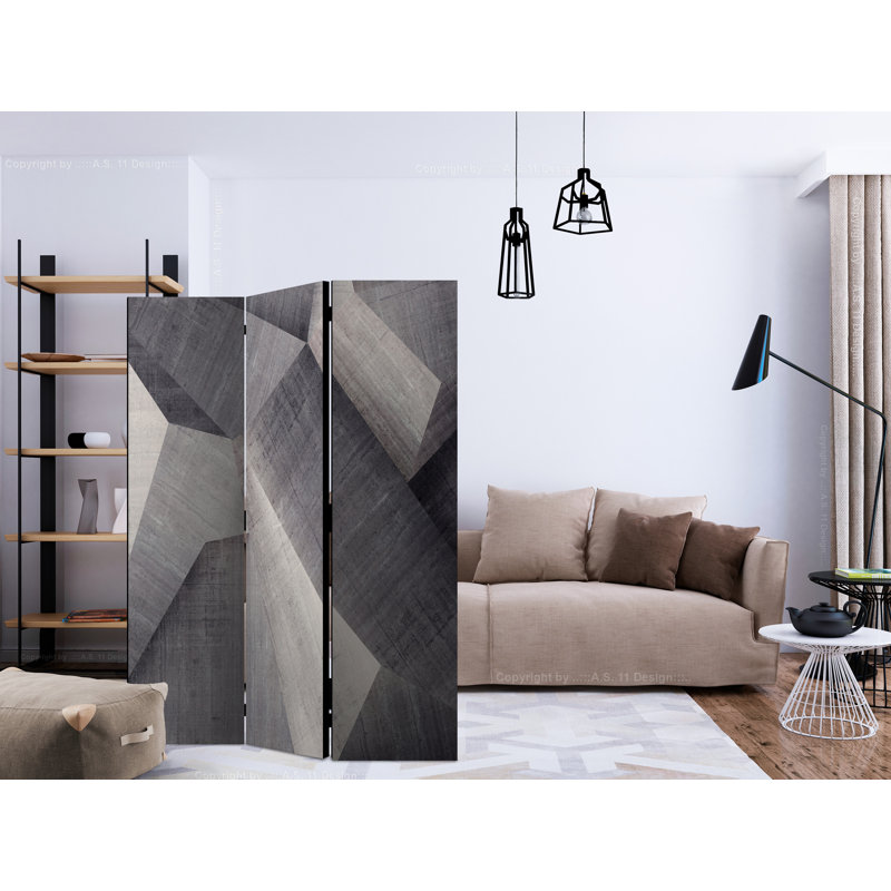 East Urban Home Abstract Concrete Blocks 53" W x 68" H 3 - Panel Solid ...