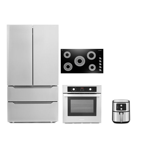 Cosmo 4 Piece Kitchen Appliance Package with 36" Electric Cooktop 24 ...