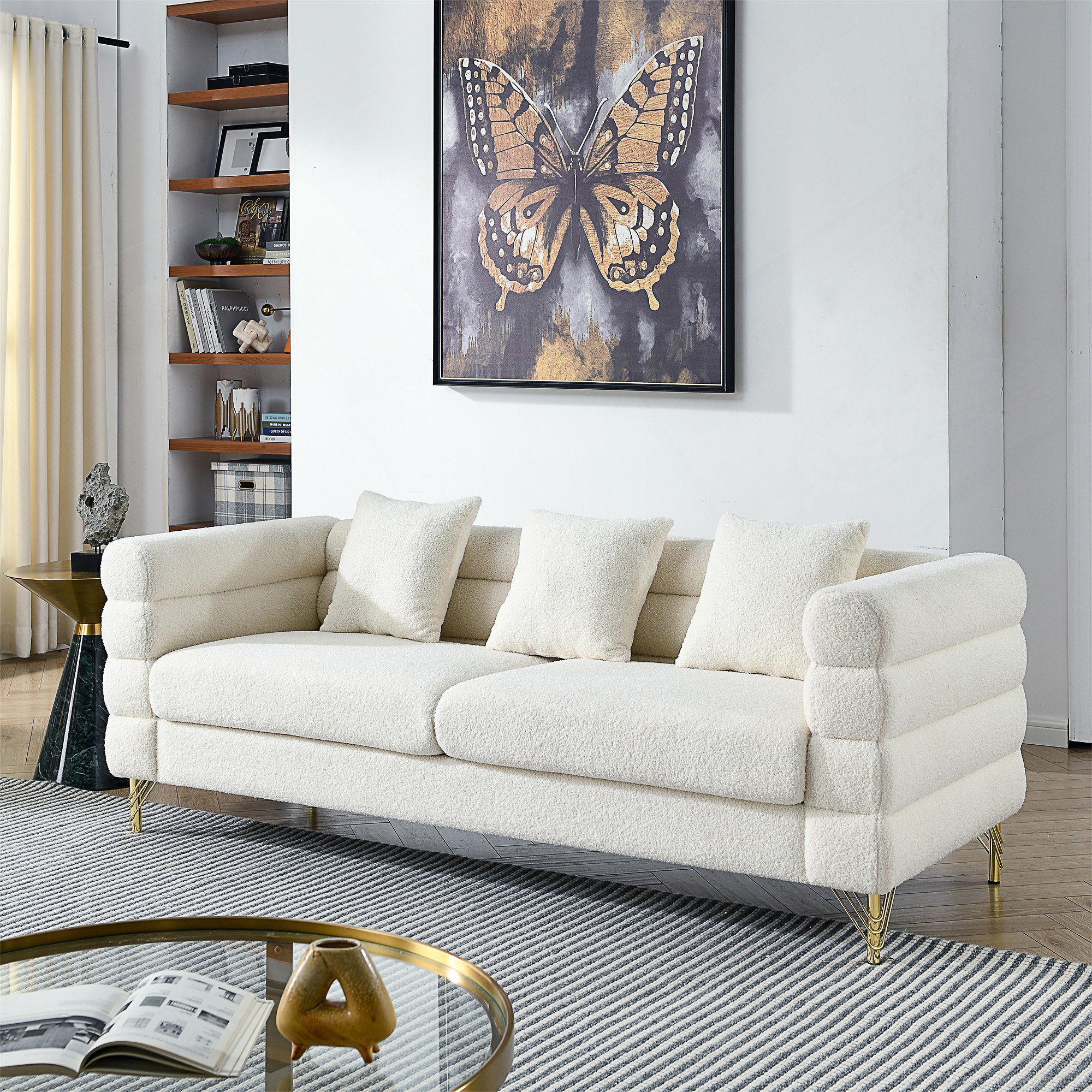 Latitude Run® 81 Inch Oversized 3 Seater Sectional Sofa, Living Room ...