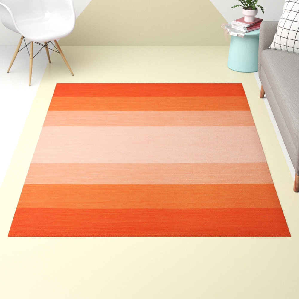 Chandra Rugs Runner: 2'6" x 10'6" - India Orange Striped Rug | Wayfair