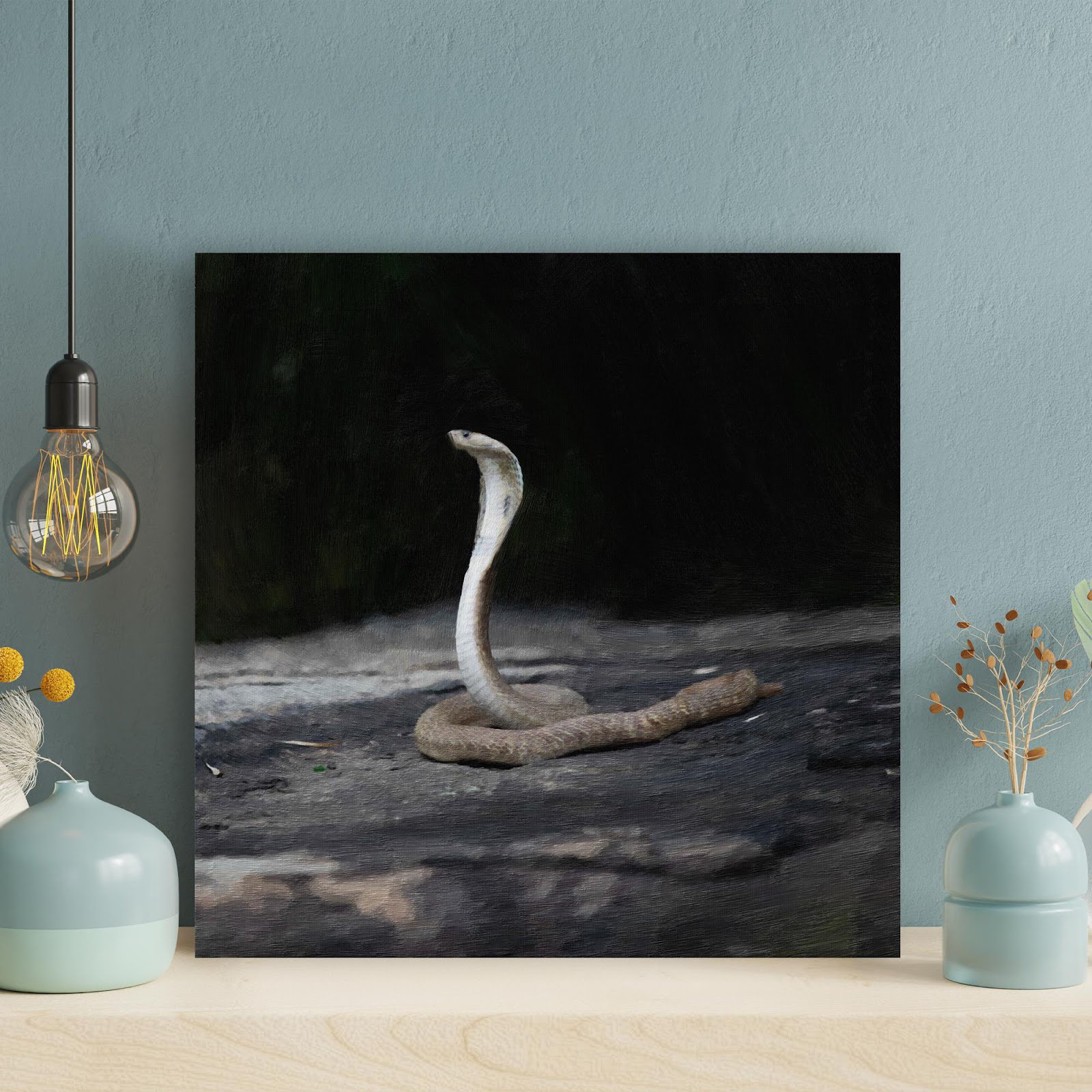 Latitude Run® A Grey Cobra On Rock - Wrapped Canvas Painting - Wayfair ...