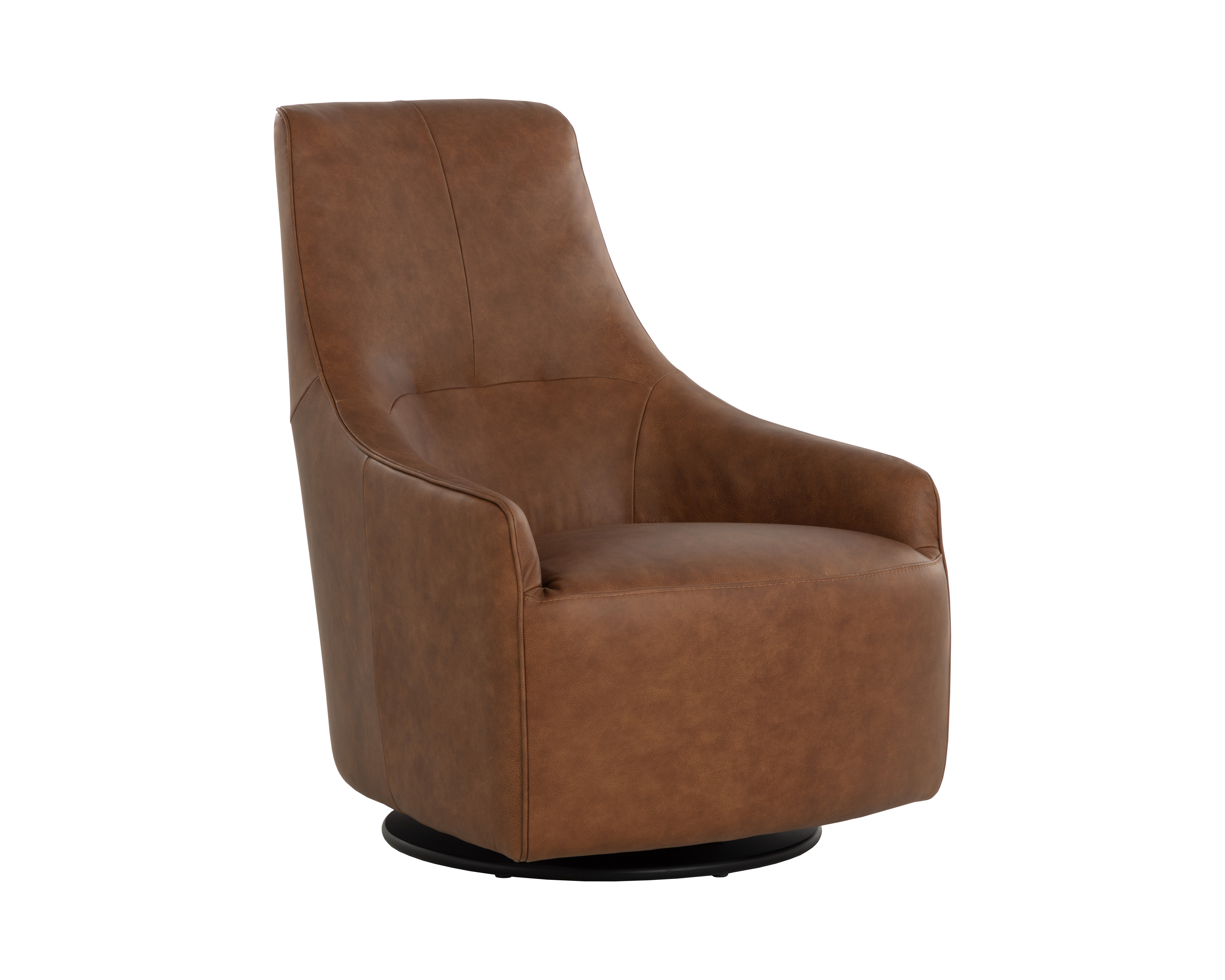 Ebern Designs CARMINE SWIVEL LOUNGE CHAIR - COGNAC LEATHER | Wayfair