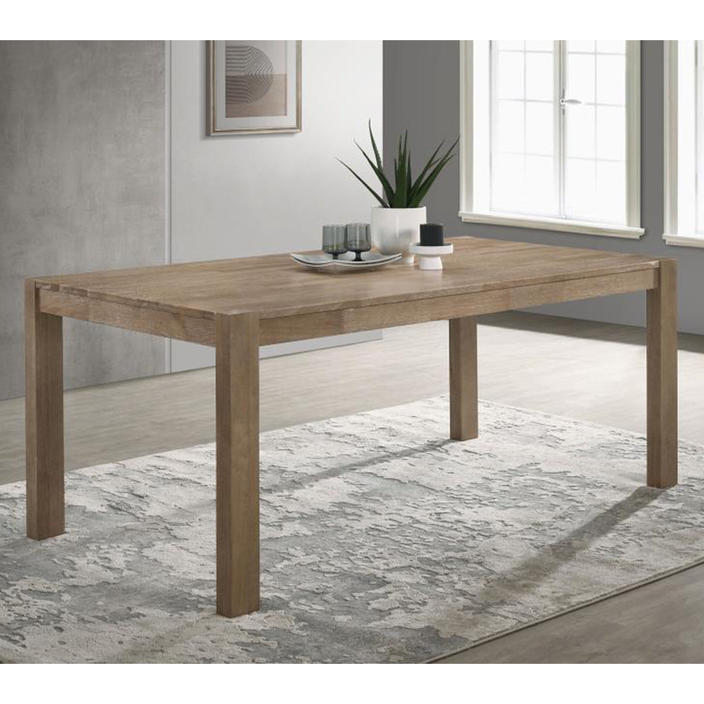 Gracie Oaks Wooden Rectangular Dining Table With Thick Legs In Brown ...