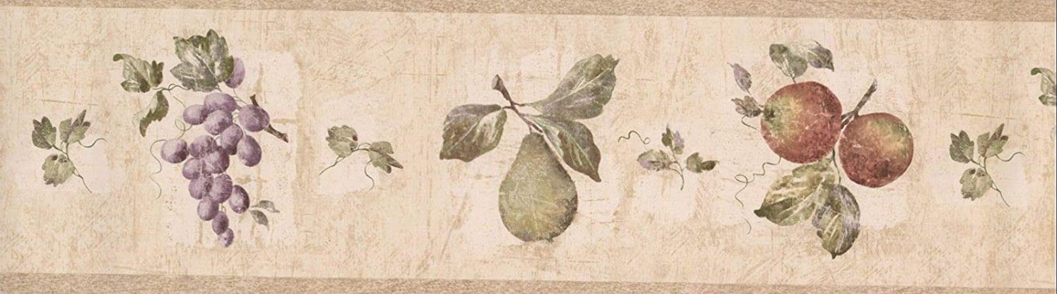 August Grove® Alaija Apples Grape Pear Leaves 15' L x 7" W Wallpaper ...