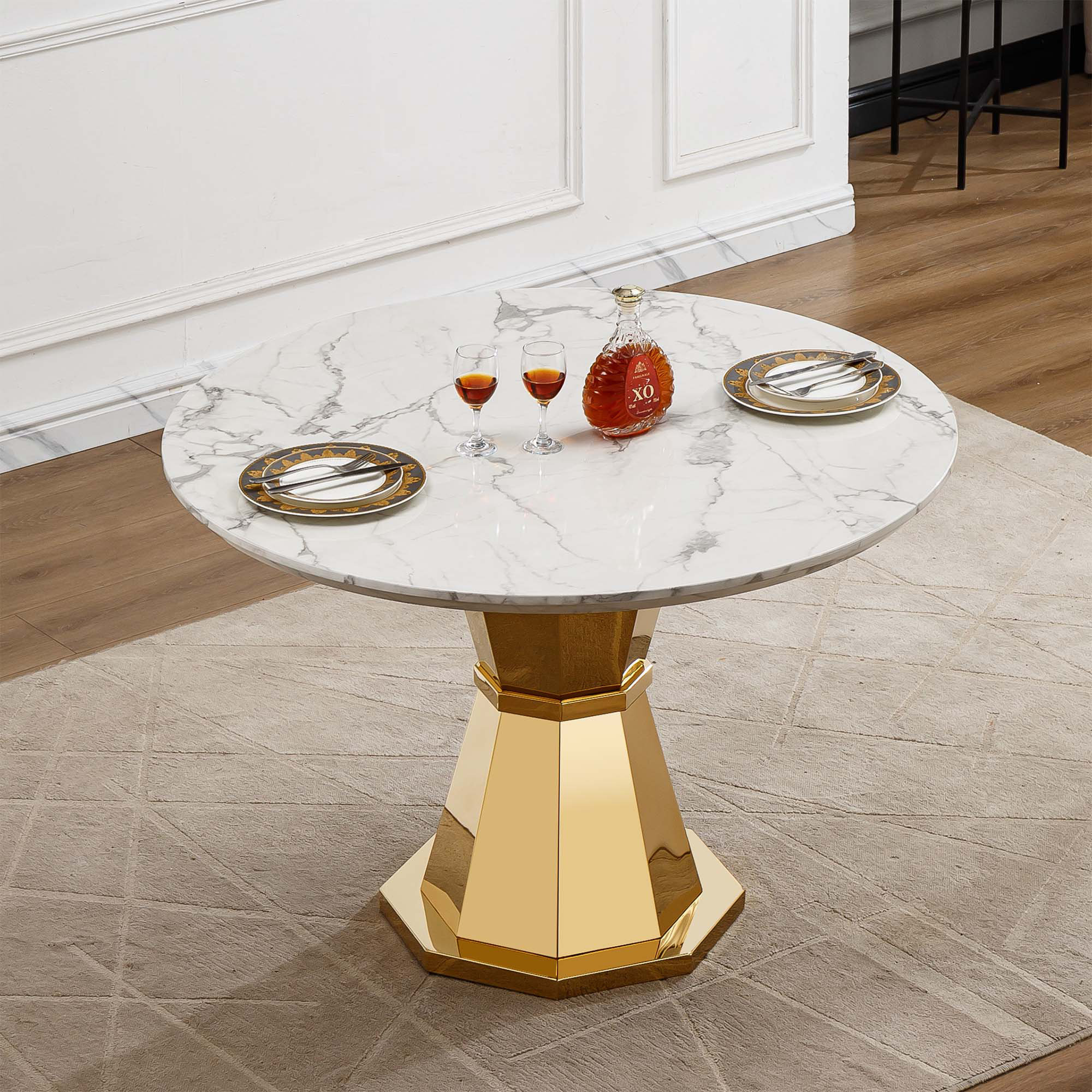 Mercer41 47" Round Faux Marble Dining Table - Wayfair Canada