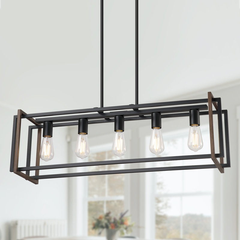 Gracie Oaks Rectangular Linear 5-light Pendant Lights | Wayfair