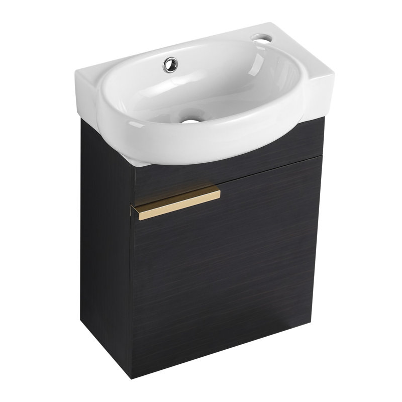 Ebern Designs 16-inch Wall-Mounted Bathroom Vanity with Metal Handles ...