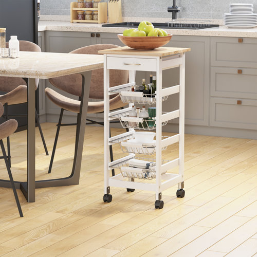 Winston Porter Raffles Wood Kitchen Cart & Reviews | Wayfair