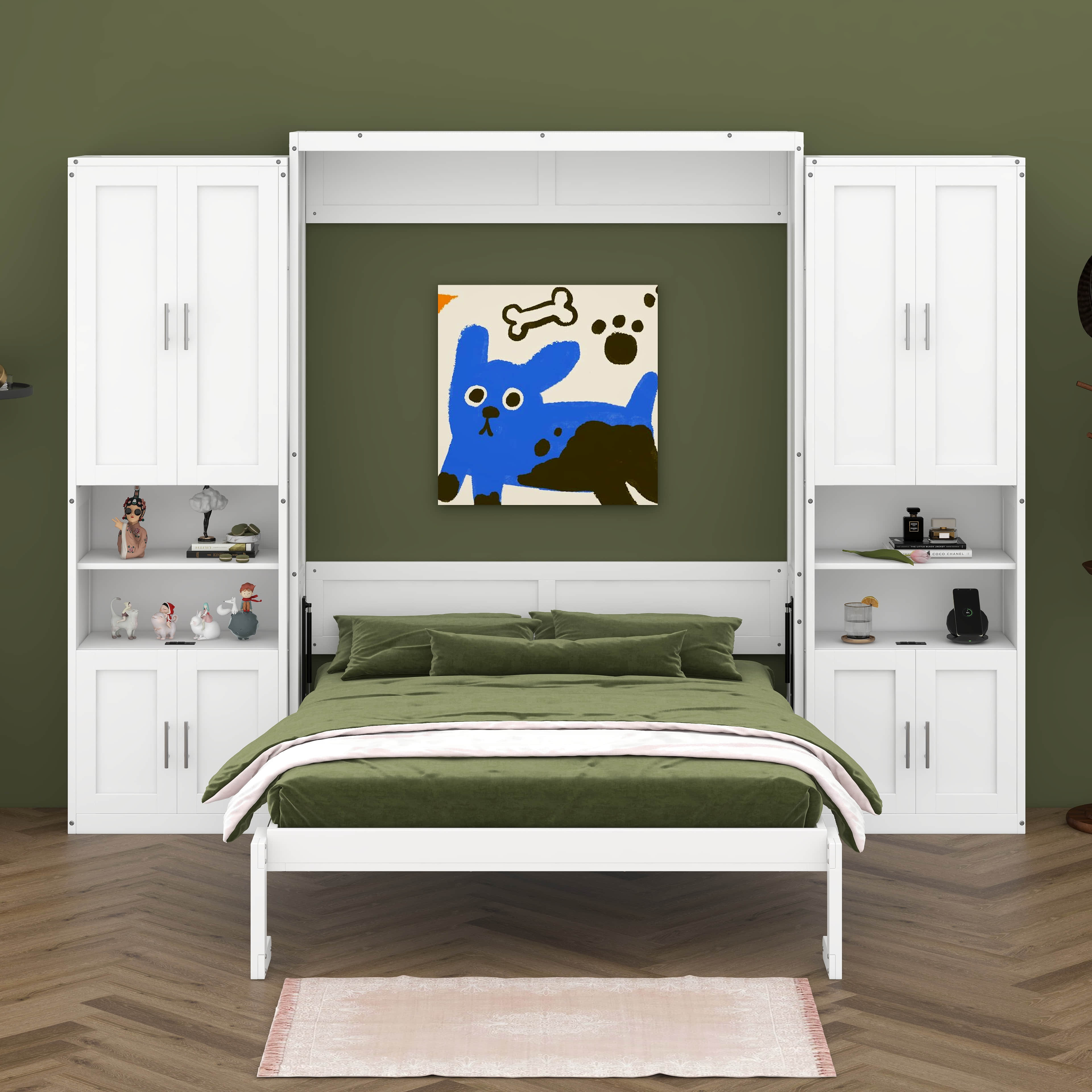 Red Barrel Studio® Murphy Bed With Desk Combo And 2 Side Cabinet ...