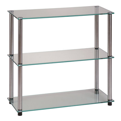 Ebern Designs Beckett Etagere 26.50" Glass Bookcase with Metal Poles ...