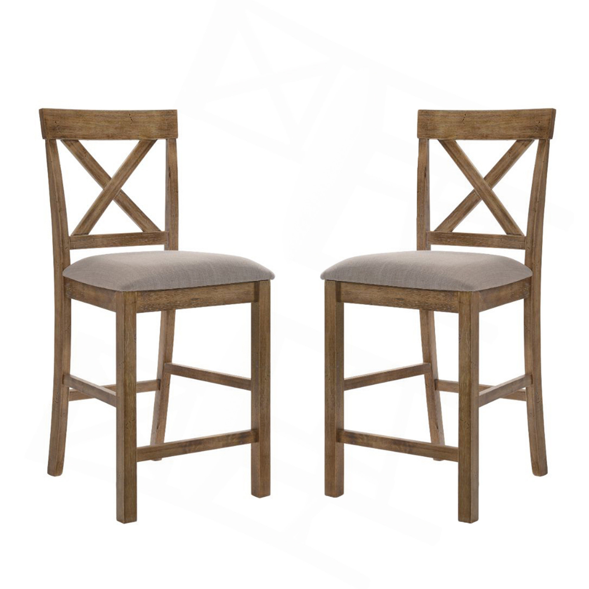 August Grove Set Of 2 Counter Height Chairs With Linen Padded Seat, Tan ...