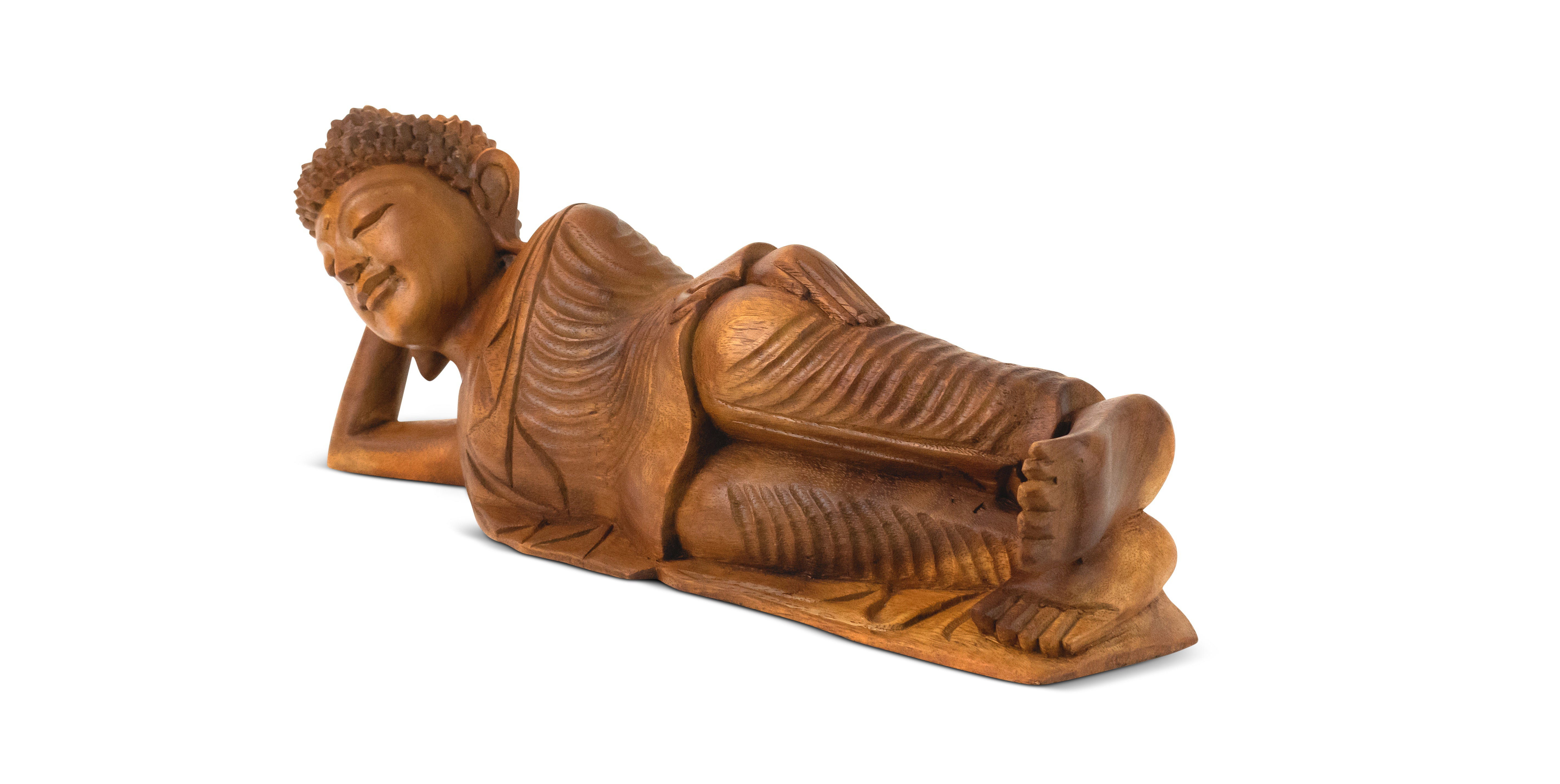 Bungalow Rose Lynnon Serene Reclining Buddha Wooden Sculpture - Wayfair ...