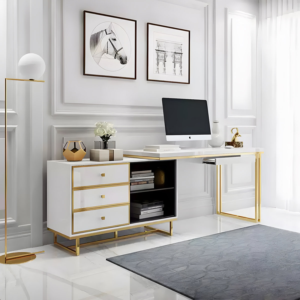 Corrigan Studio Scandinavian Home Corner Combination Bookcase All-In ...