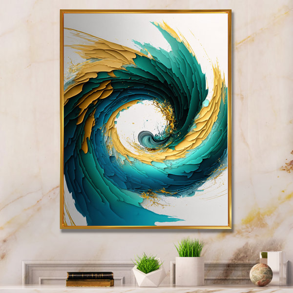 Wrought Studio " Teal And Black Art Deco " | Wayfair