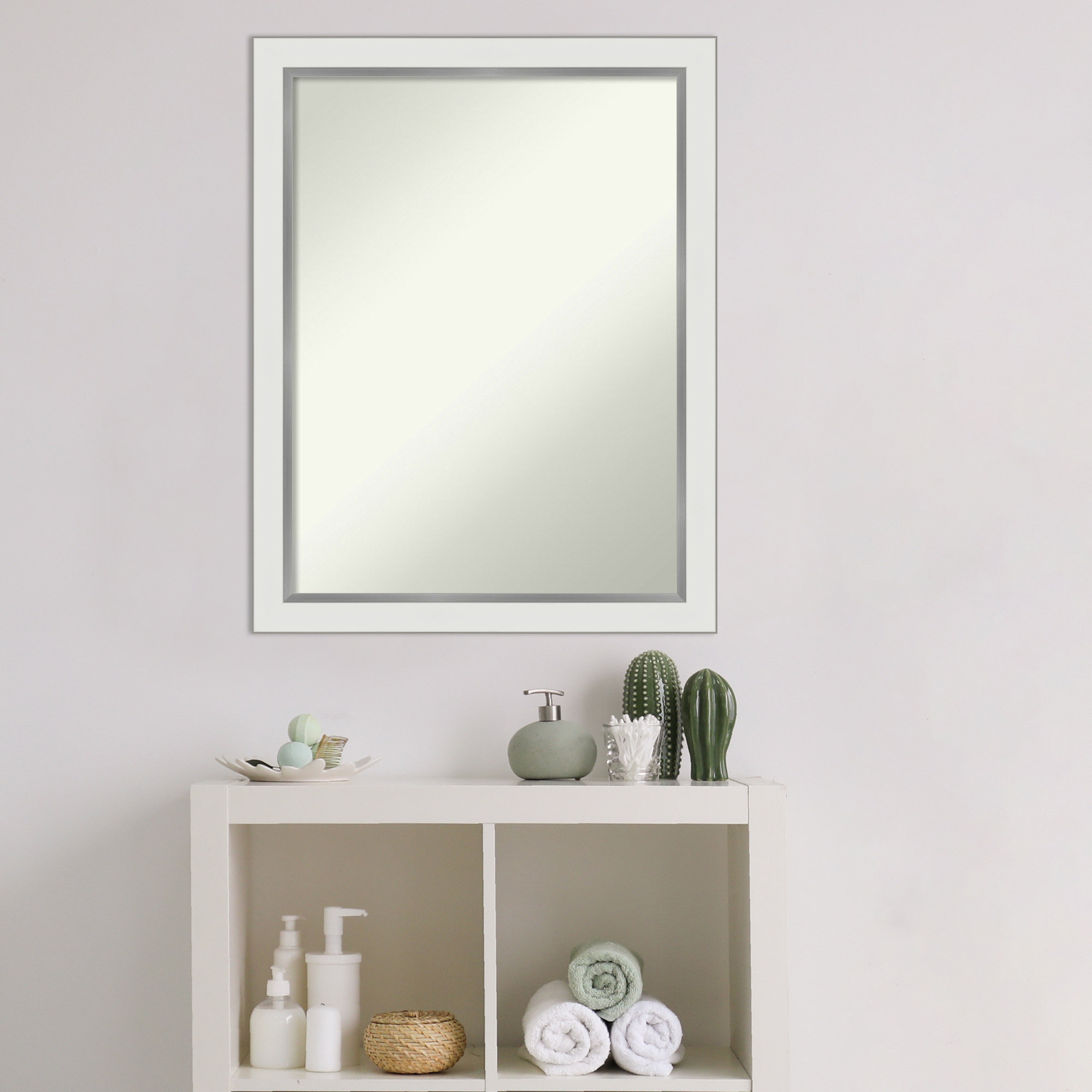 Latitude Run® Eva White Silver Narrow Bathroom Vanity Non-Beveled Wall ...