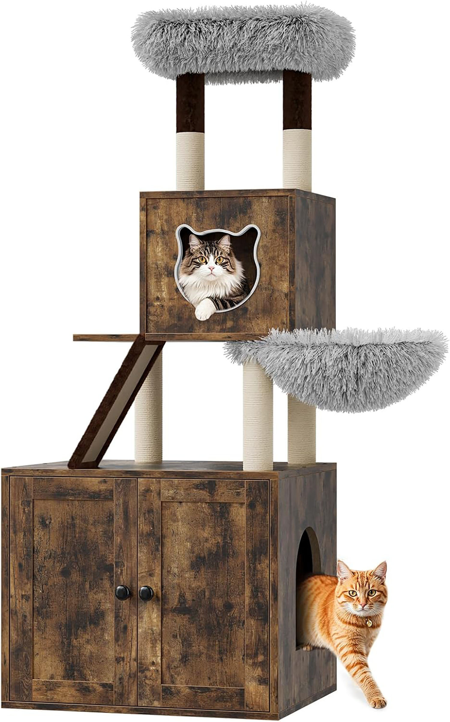 Archie & Oscar™ Cat Tree With Litter Box Enclosure, 2-In-1 Modern Large ...