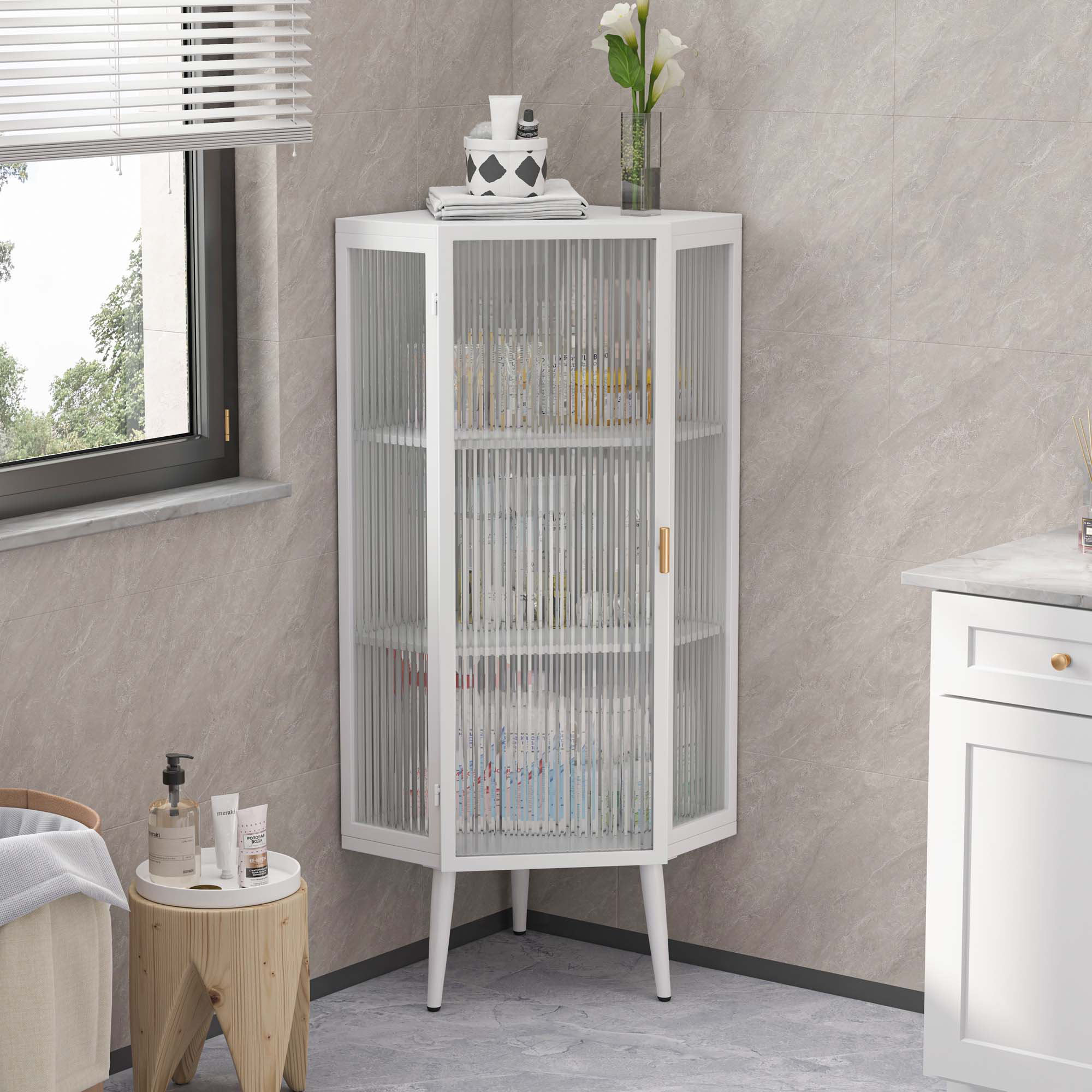 George Oliver Floor Coner Cabinet With Tempered Glass Door - Wayfair Canada