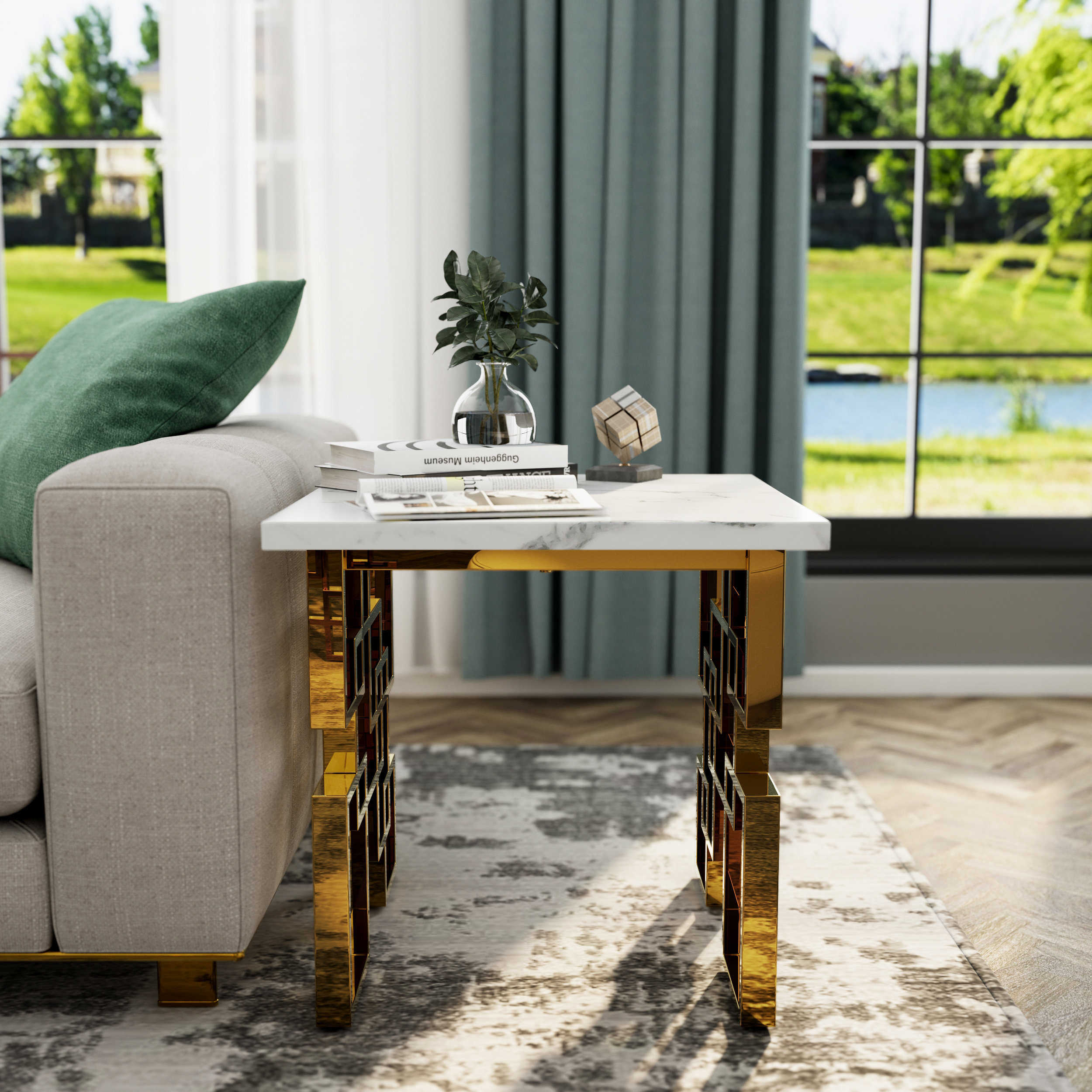 Ivy Bronx Hepp End Table, Modern Square Living Room Side Table with ...