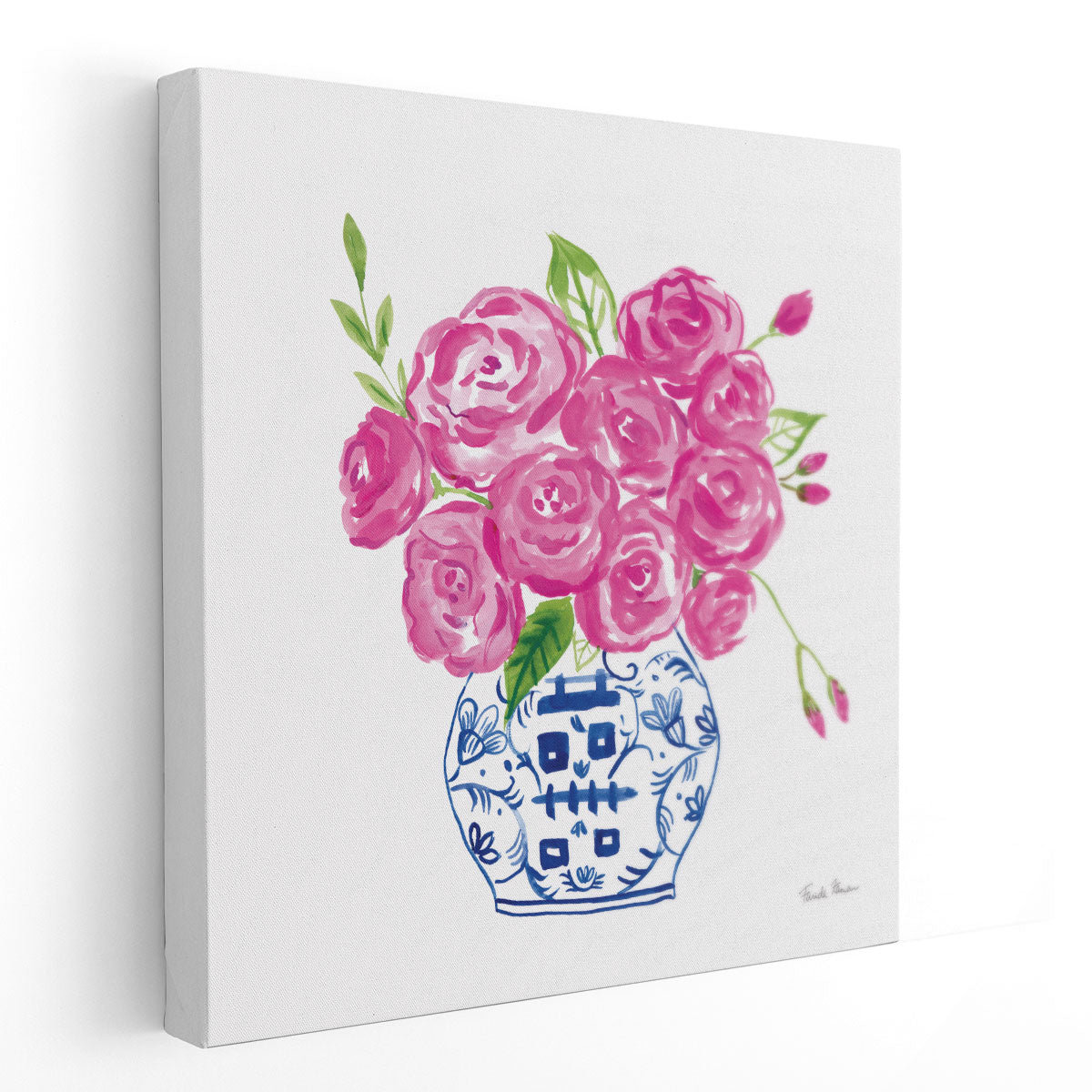 Red Barrel Studio® Chinoiserie Roses on White II- Canvas Print Wall Art ...