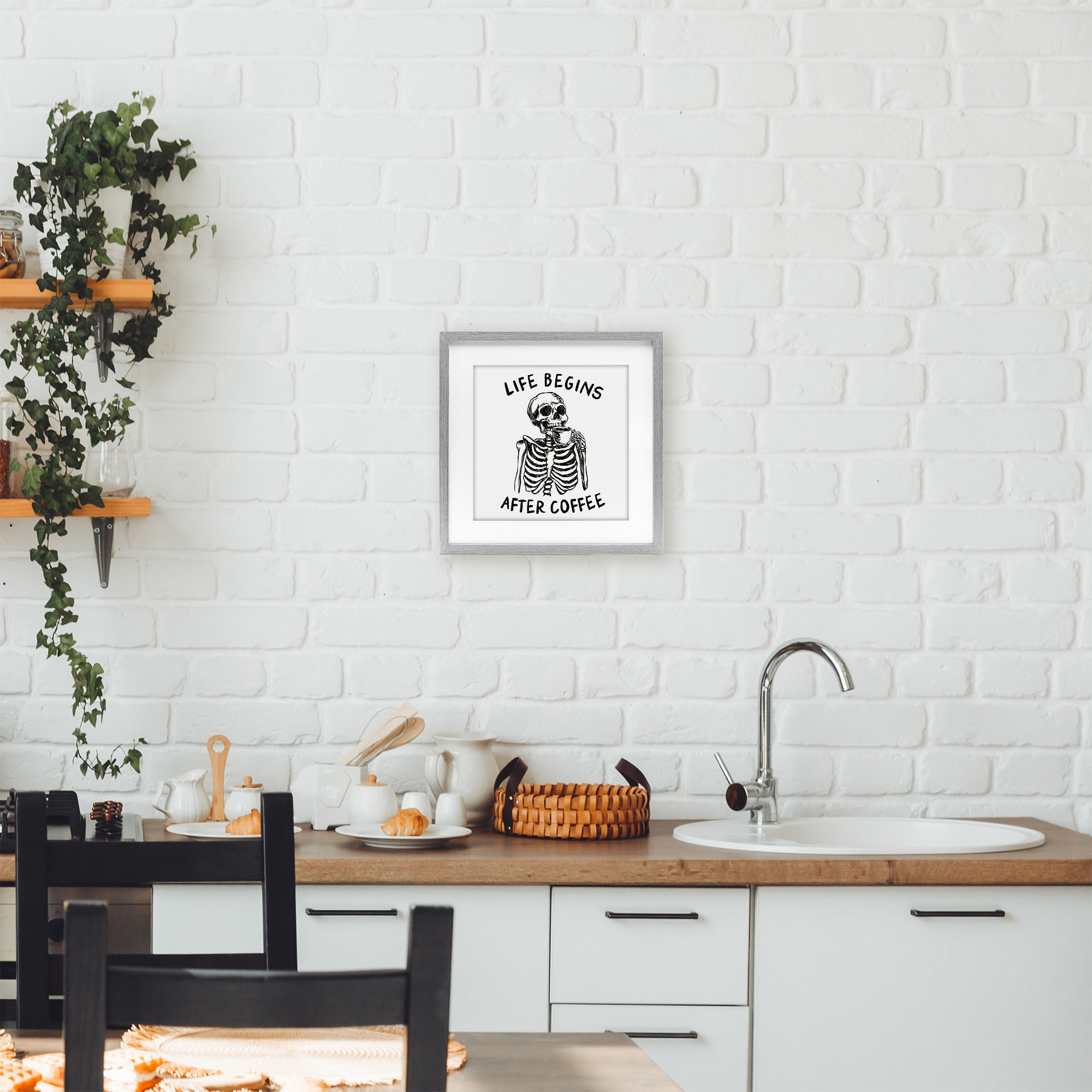 Ebern Designs Life Begins After Coffee Framed Print Under Glass, design ...