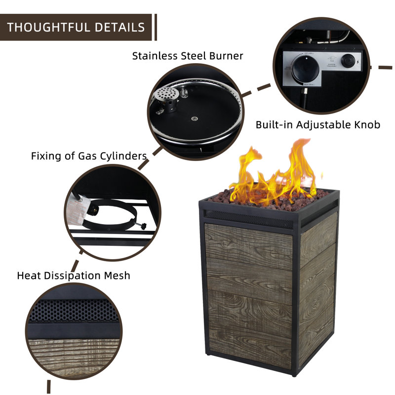 17 Stories Marcena 25'' H Liquid Propane Outdoor Outdoor Fireplace with ...