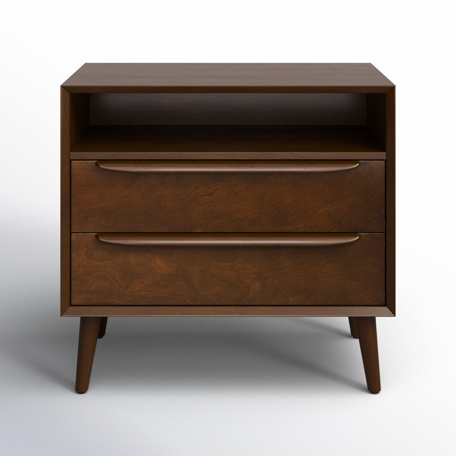 Wade Logan Audell Midcentury Modern 2 - Drawer Nightstand with Built-In ...