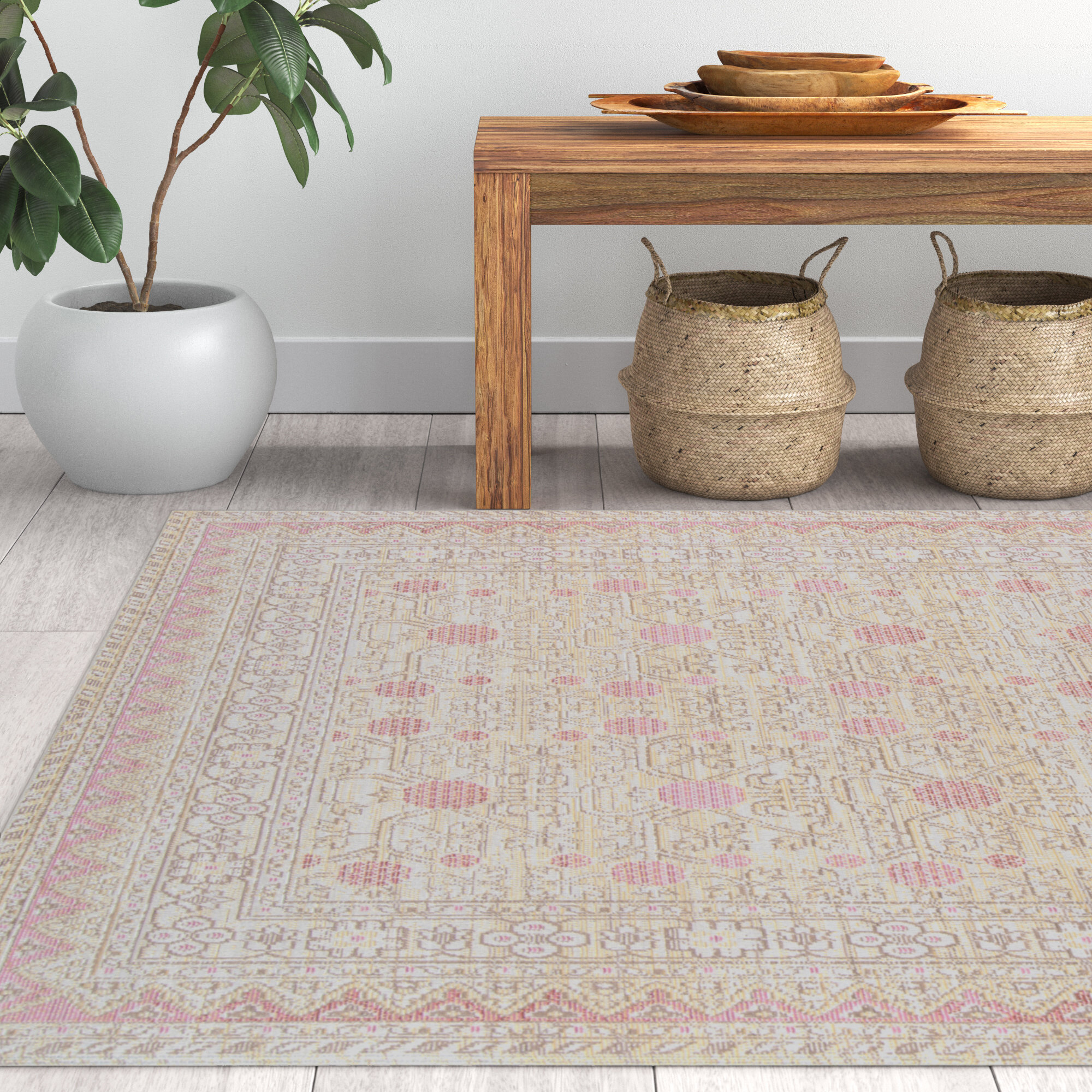 Viv + Rae Finnley Pink/Yellow/Red Rug & Reviews | Wayfair