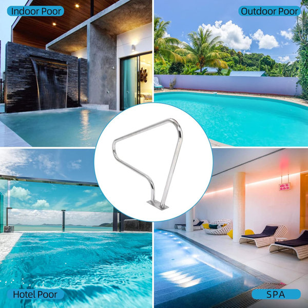 ASOPIX Pool Handrail, 304 Stainless Steel Pool Handrail, 385 LBS Load ...
