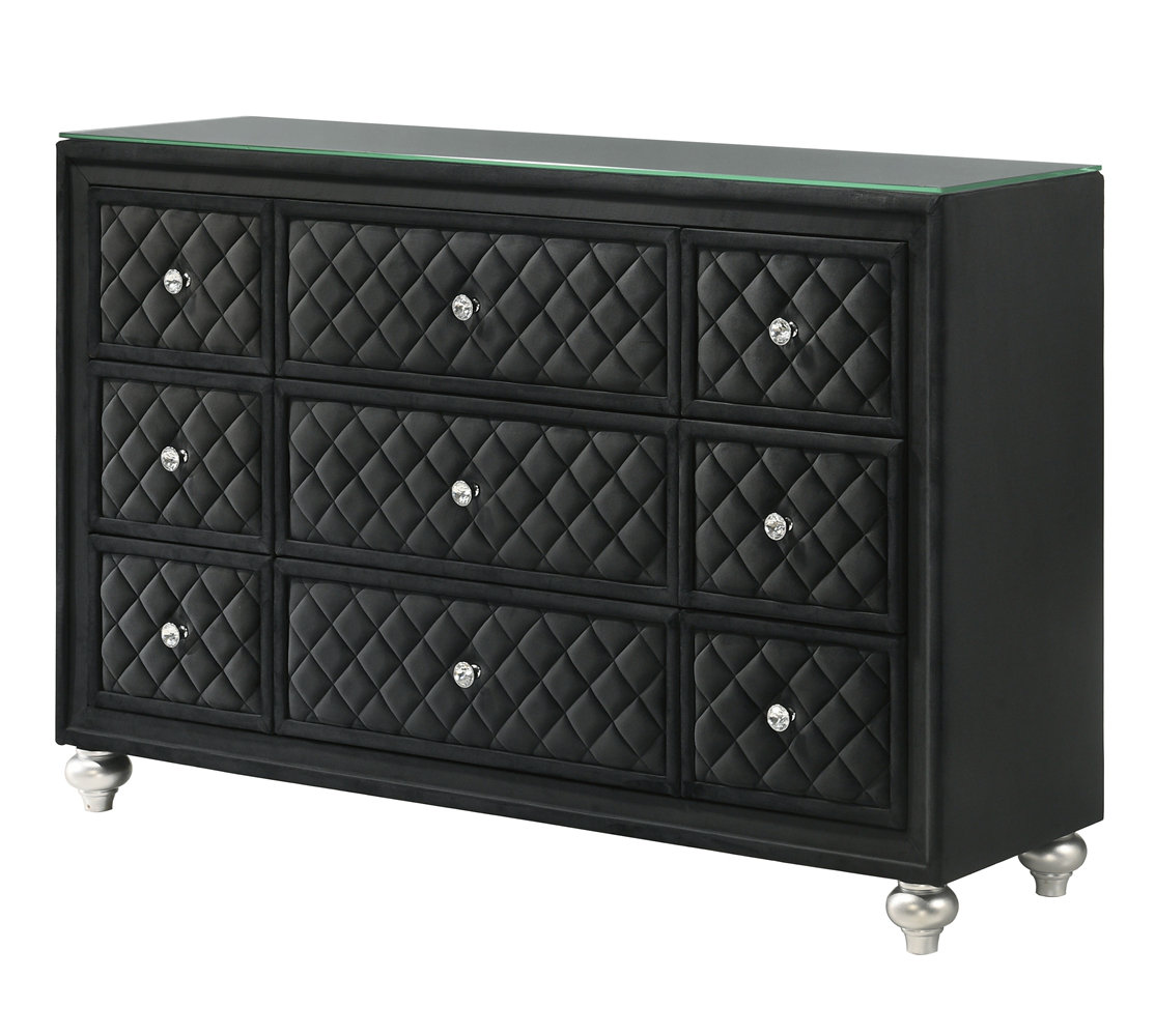 Hokku Designs Traditional Nine Drawers Velvet Tufted Drawer Fronts Faux ...