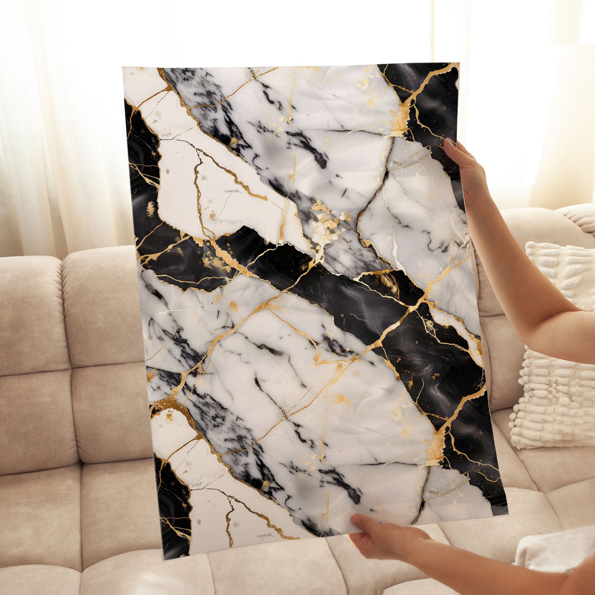 Winston Porter Abstract Marble Geode Crystals Black II Modern Unframed ...