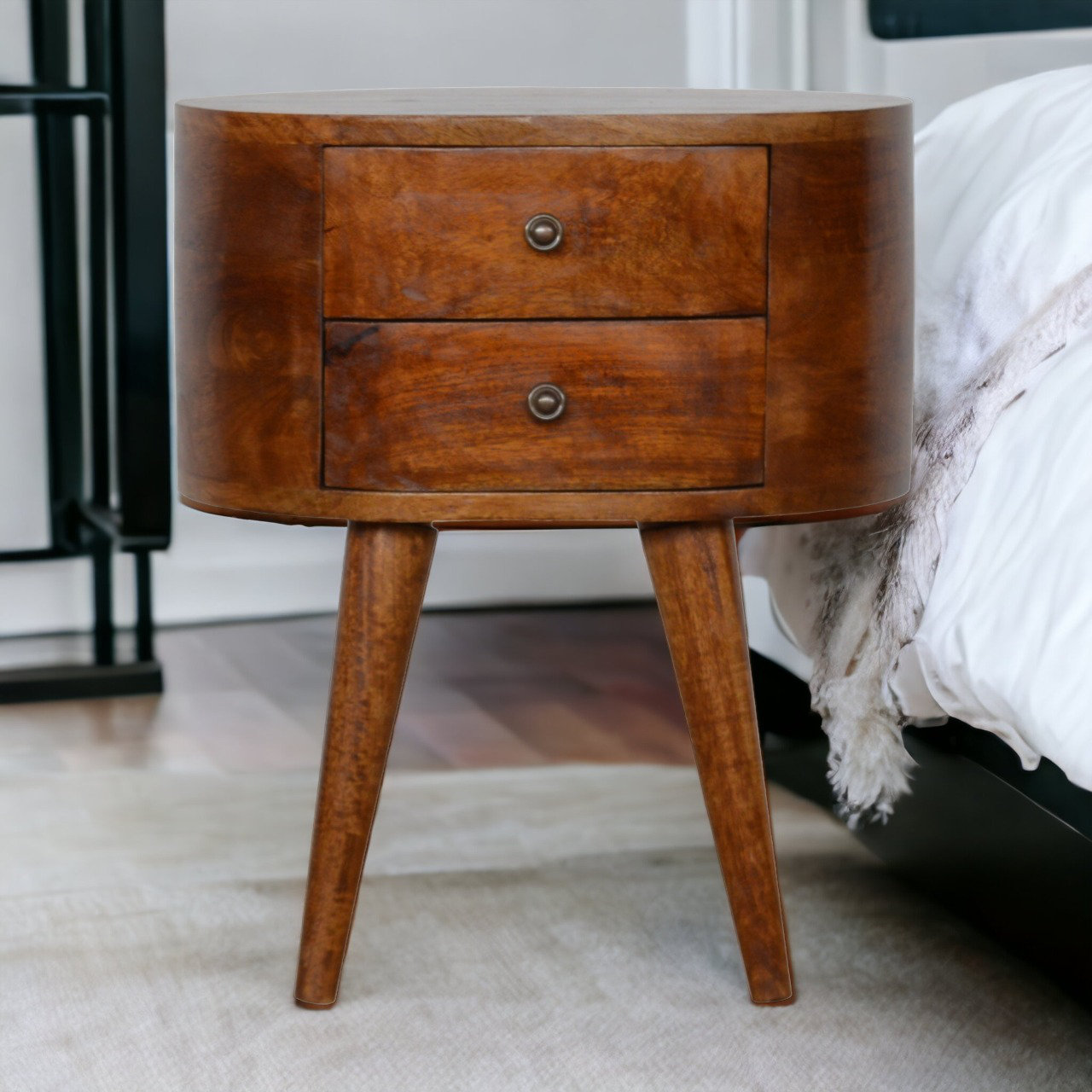 Corrigan Studio® Chestnut Rounded Bedside Table & Reviews - Wayfair Canada