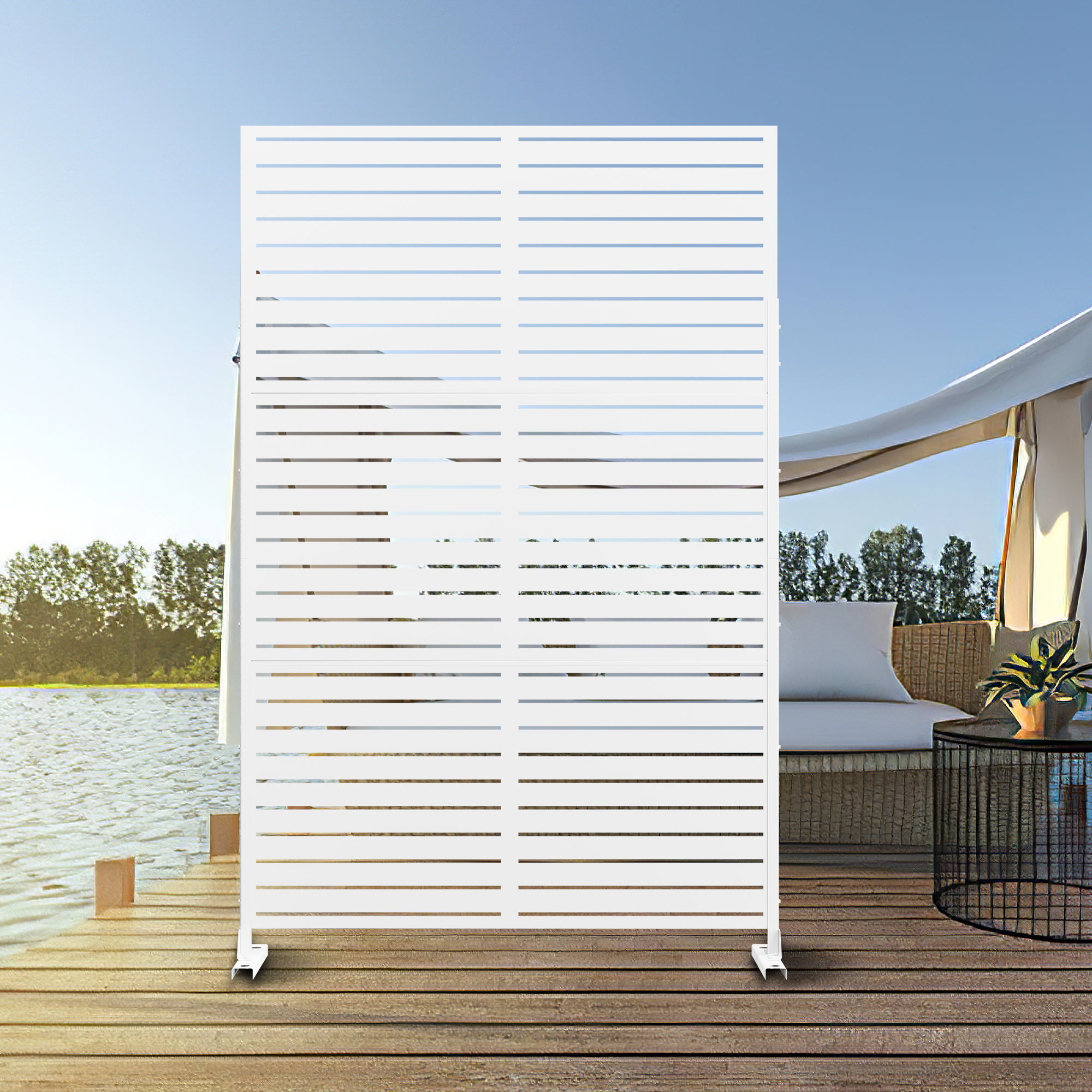 MAYEERTY 6 ft. H x 4 ft. W Metal Privacy Screen & Reviews | Wayfair