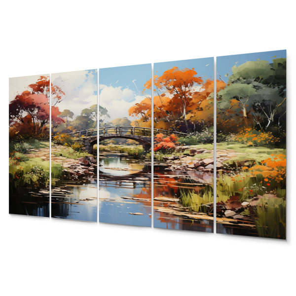 Design Art Green Bridge Impressionist Crossing An - Architecture Metal ...