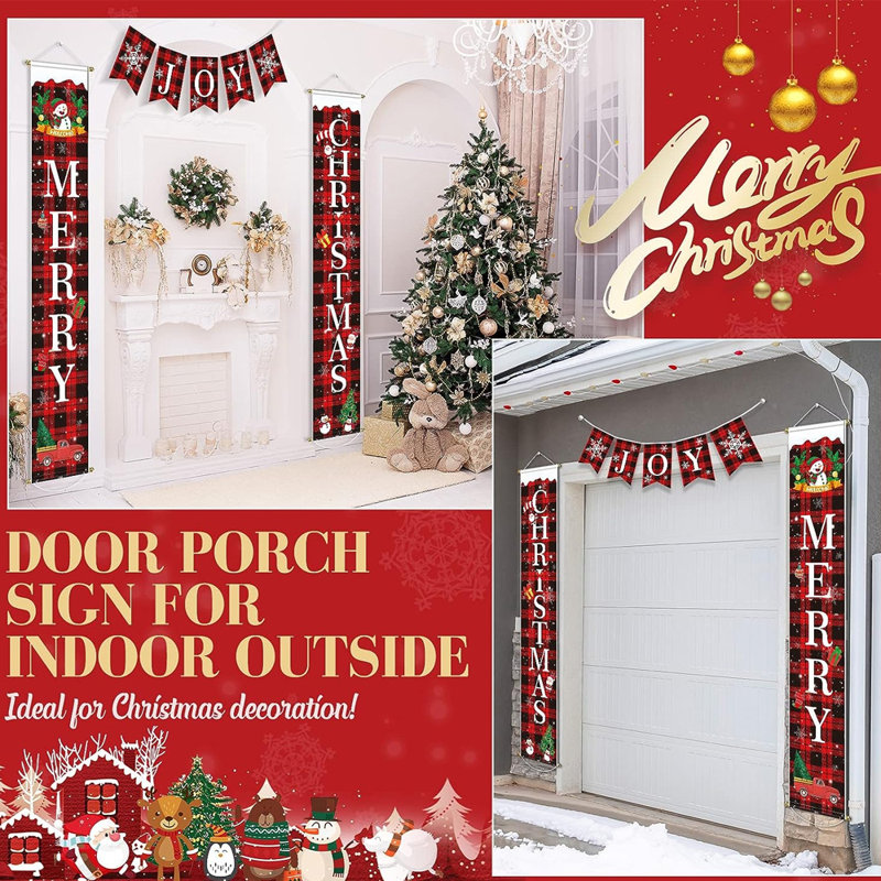 The Holiday Aisle® Christmas Couplet Banner Christmas Door Curtain Set ...
